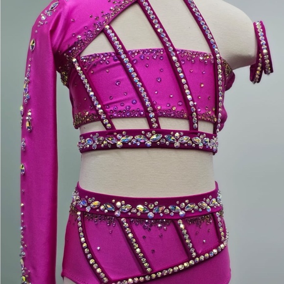 Costumes | Custom Made Dance Costume Jazz Style Size 1 Full Of Cristals ...